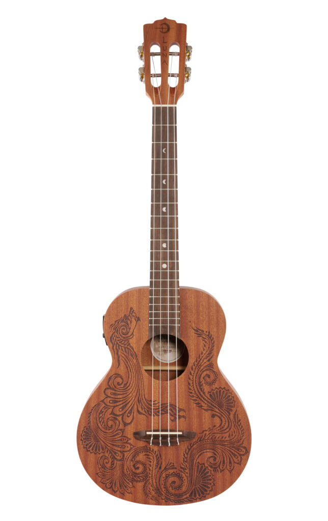 Luna Henna Dragon Mahogany Baritone A/E Ukulele | Get My Guitar Luna Henna Dragon Mahogany Baritone A/E Ukulele | Get My Guitar